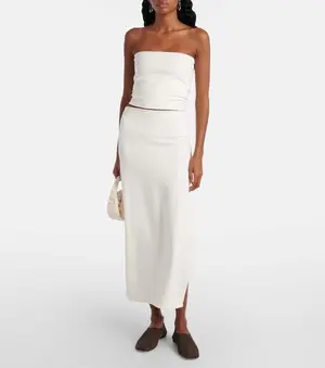 LESET Rio Jersey Midi Skirt - White