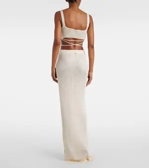 BANANHOT Alma Knitted Maxi Skirt - White