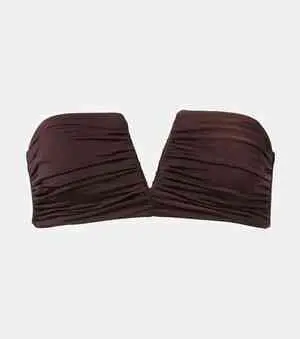 Jade Swim Clara Ruched Bandeau Bikini Top - Brown