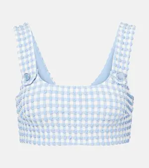 Simkhai Ainsley Gingham Bikini Top - Blue