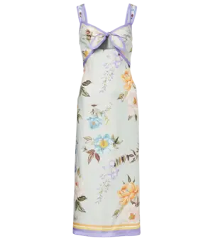 SELF-PORTRAIT Floral Twill Midi Dress