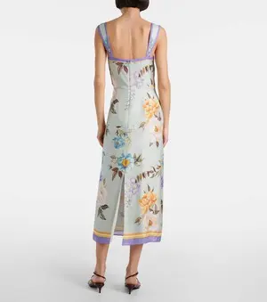 SELF-PORTRAIT Floral Twill Midi Dress
