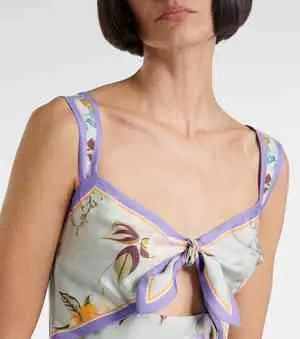 SELF-PORTRAIT Floral Twill Midi Dress