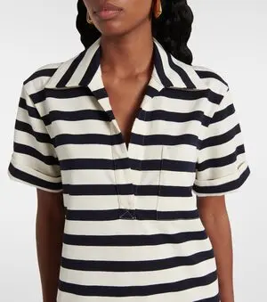 Veronica Beard Cayden Striped Cotton Polo Shirt Dress