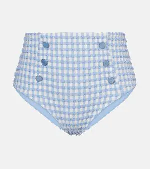 Simkhai Ginger Gingham Bikini Bottom - Blue