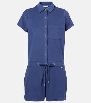 Melissa Odabash Border Cotton-blend Playsuit - Blue