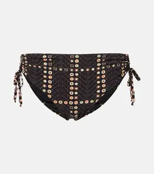 MARANT ETOILE Prudige Printed Mid-rise Bikini Bottoms - Black