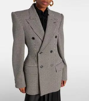 Balenciaga Houndstooth Wool Blazer - Black