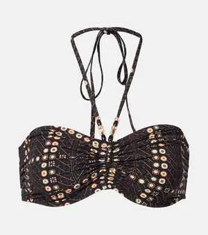 MARANT ETOILE Salmage Printed Halterneck Bikini Top - Black