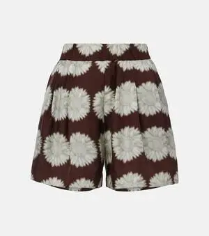 Asceno Printed Silk Twill Shorts - Brown