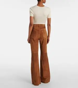 NILI LOTAN Roe Suede Flared Pants