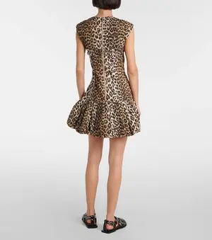 GANNI Leopard-print Cotton Corset Mini Dress