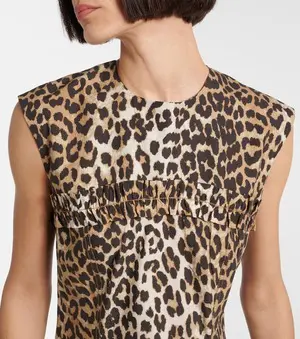GANNI Leopard-print Cotton Corset Mini Dress