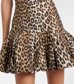 GANNI Leopard-print Cotton Corset Mini Dress