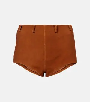 SELF-PORTRAIT High-rise Suede Shorts