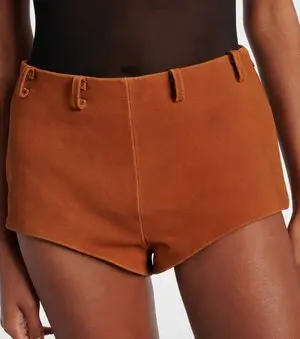 SELF-PORTRAIT High-rise Suede Shorts