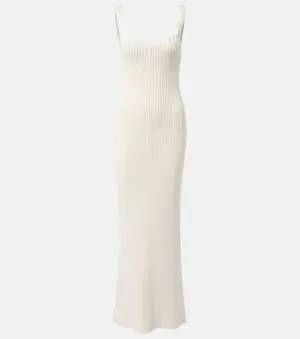 Khaite Lex Ribbed-knit Silk Maxi Dress