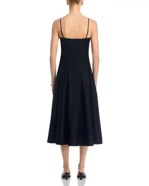 French Connection Sateen Pleated Midi Dress