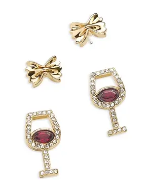 Baublebar Stone & Pave Wine Glass Drop Earrings - Red/gold