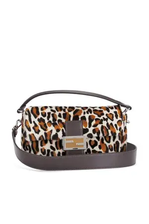 Fendi Leopard Baguette Shoulder Bag