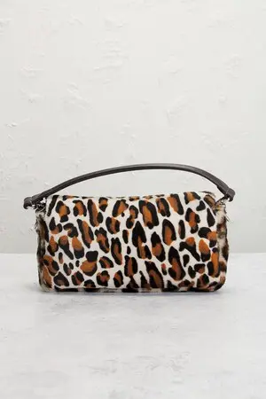 Fendi Leopard Baguette Shoulder Bag