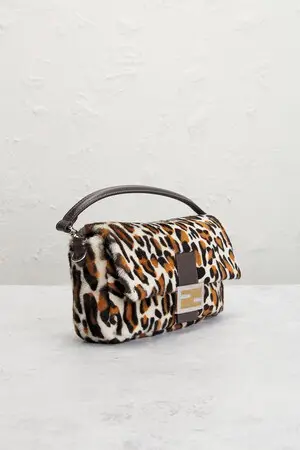 Fendi Leopard Baguette Shoulder Bag