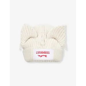 CHARLES JEFFREY LOVERBOY Chunky Knit Beanie With Logo Patch - Ecru