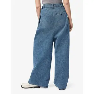 Loewe Draped Barrel-leg Denim Jeans With Logo Patch