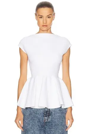 Alaïa Peplum Top In White