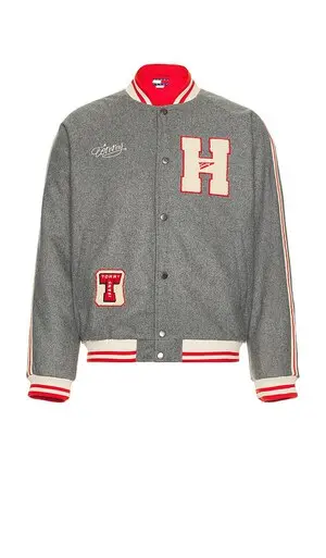 Tommy Hilfiger Wool Varsity Bomber Jacket - Sharkskin