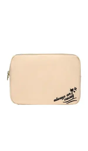 Stoney Clover Lane Always On Vacay Embroidered Large Pouch - Sand