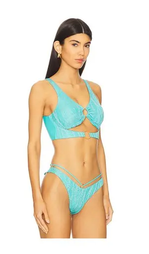 Luli Fama Double Loop Bralette In Teal