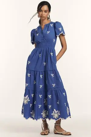 The Somerset Collection By Anthropologie The Somerset Embroidered Maxi Dress  In Blue - 21% Off | Editorialist