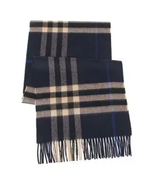 Burberry Giant Check Cashmere Scarf - Indigo/mid Camel