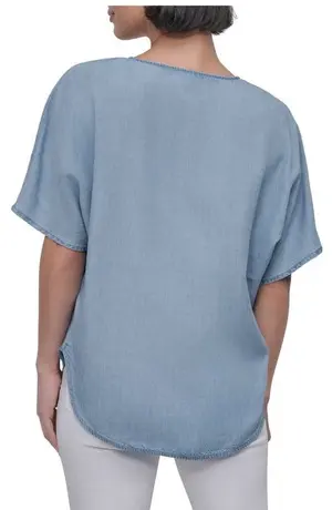 Dkny V-neck Top - Light Chambray