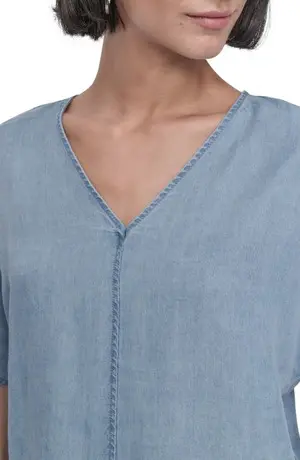 Dkny V-neck Top - Light Chambray