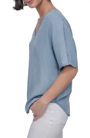 Dkny V-neck Top - Light Chambray