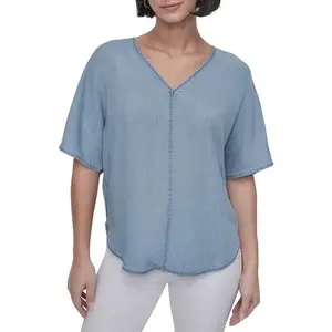 Dkny V-neck Top - Stream Wash