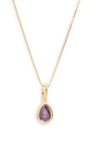 SET & STONES Teardrop Pendant Necklace - Gold / February
