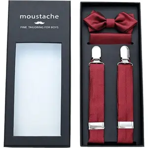 MOUSTACHE Crosshatch Suspender Set - Red