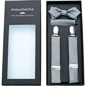 MOUSTACHE Crosshatch Suspender Set - Silver