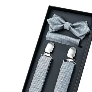 MOUSTACHE Crosshatch Suspender Set - Silver