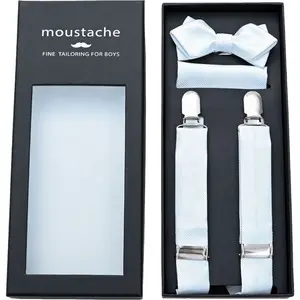 MOUSTACHE Crosshatch Suspender Set - White