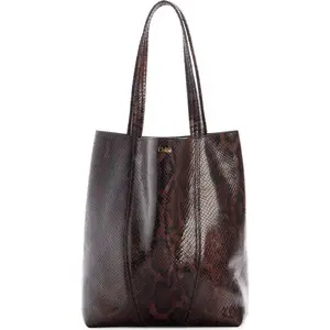 Chloé Large Spin Snakeskin Embossed Leather Tote