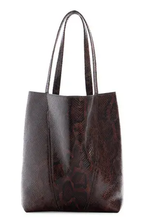 Chloé Large Spin Snakeskin Embossed Leather Tote