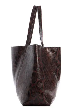 Chloé Large Spin Snakeskin Embossed Leather Tote