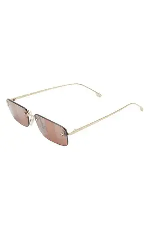 Fendi First Rimless Rectangle Sunglasses - Gold / Brown Mirror