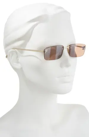 Fendi First Rimless Rectangle Sunglasses - Gold / Brown Mirror