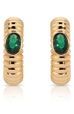 Ettika Textured Hoop Earrings - Green