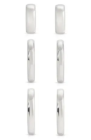 Ettika Hoop Party Set Of 3 Earrings - Silver